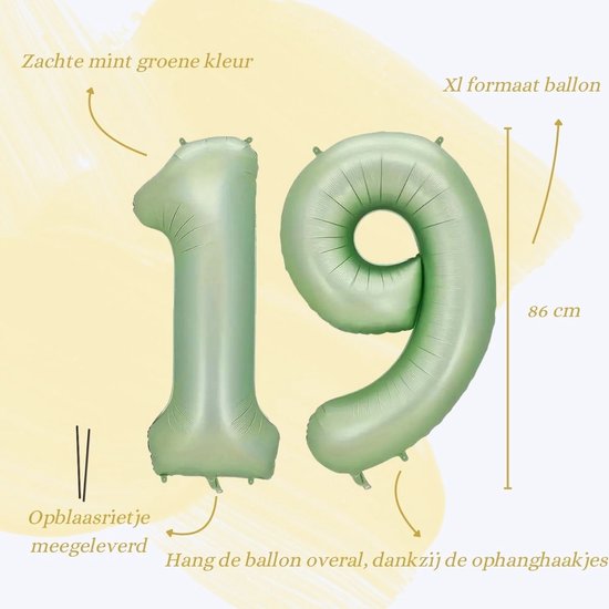 Cijfer Ballonnen Ballon Cijfer 19 Verjaardag Versiering Feest Helium ...
