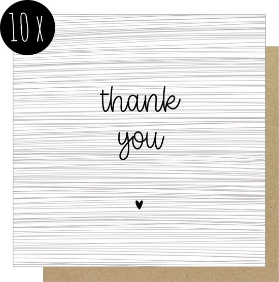 10x Bedankkaartjes / Bedankt kaarten | THANK YOU | 13,5 x 13,5 cm | met ...