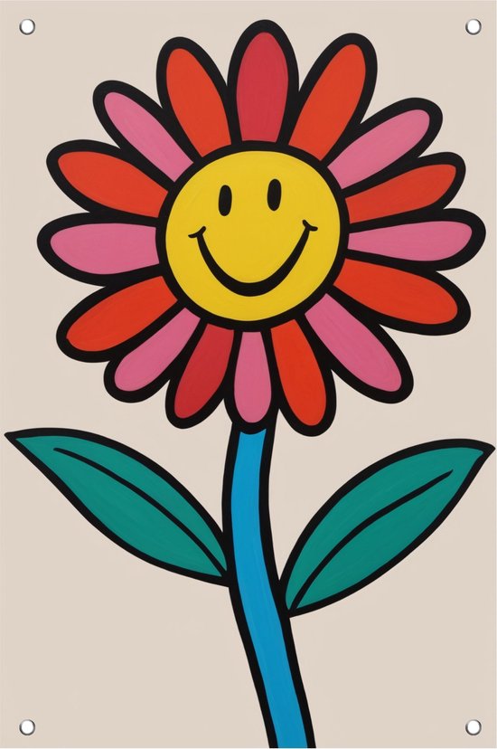 Happy flower tuinposter - Bloem posters - Poster natuur - Schutting ...