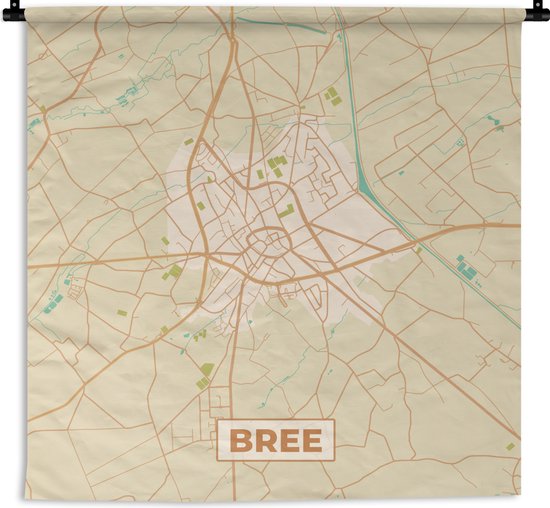 Wandkleed - Wanddoek - Kaart - Stadskaart - Retro - Bree - Plattegrond ...