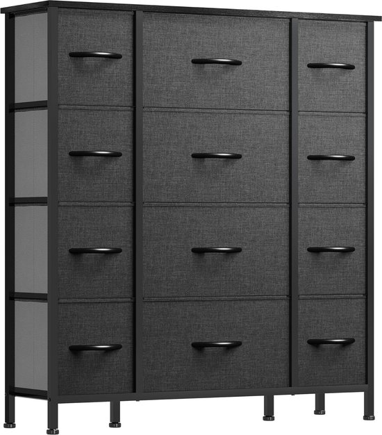 Ladenkast Kast Opbergkast 12 Laden Stof met Handvatten Opbergkist Zwart ...