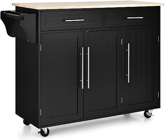 Keukentrolley Met Lades - Keukentrolley Op Wieltjes - Zwart | bol