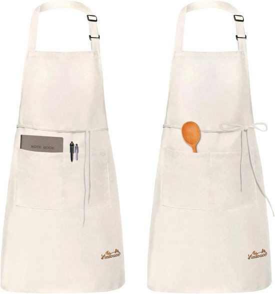 Schort, 2-delige set, waterdicht, met zakken, verstelbaar keukenschort ...