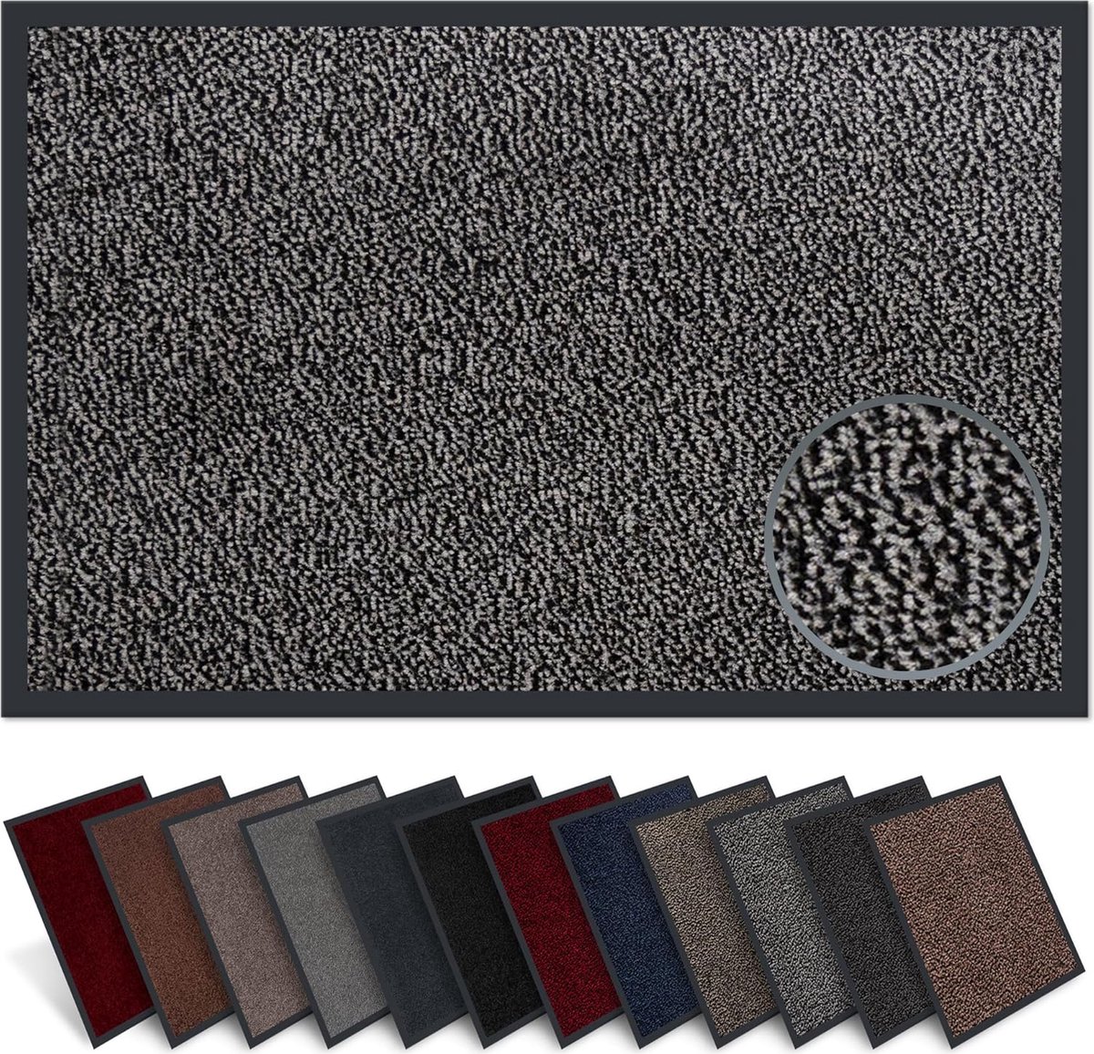 Deurmat binnen, ruime keuze, afmetingen: 40 x 60 cm, kleur: grijs-zwart ...