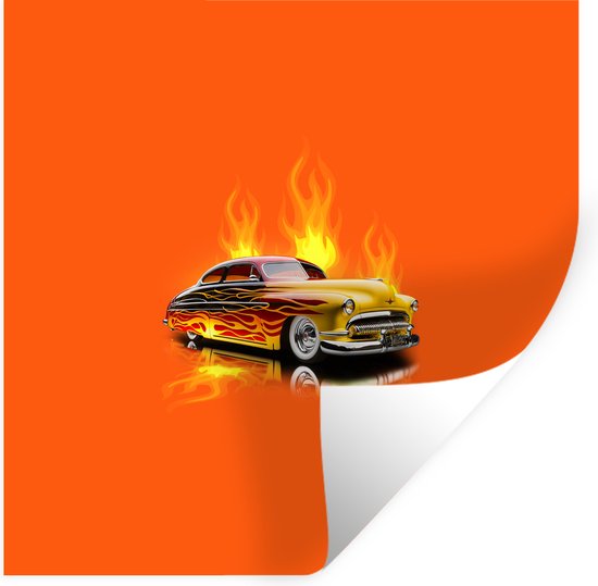 Muurstickers - Sticker Folie - Auto - Vlammen - Oranje - Vuur - Vintage ...