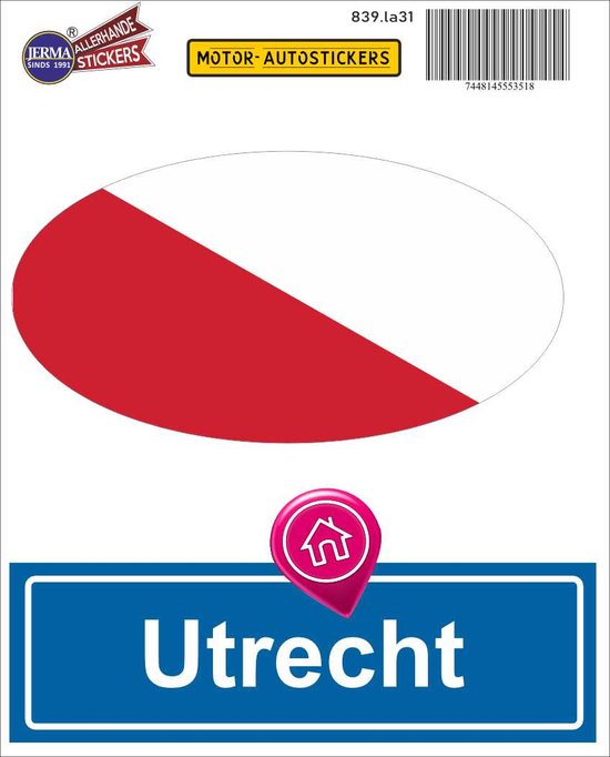 Utrecht stadsvlag auto stickers set 2 stuks. | bol