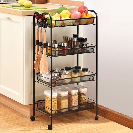 Keukentrolley, Smalle trolley met 4 niveaus, Serveerwagen ...