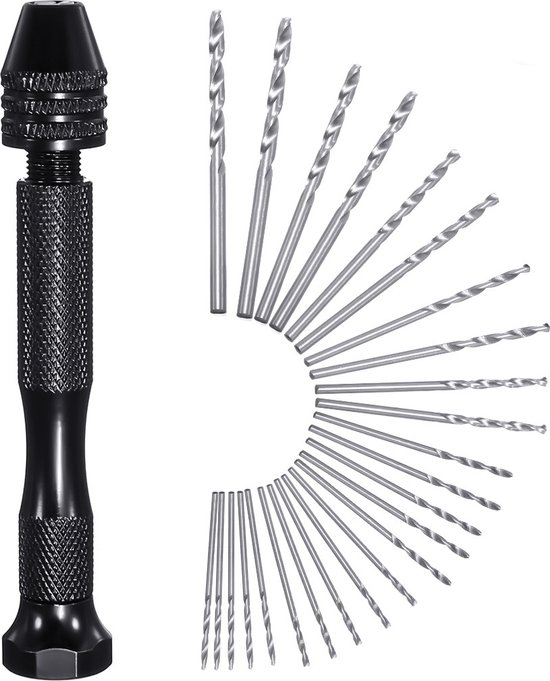 Handboor Set met 25x Boortjes 0.5-3mm - Aluminium Handboortje ...