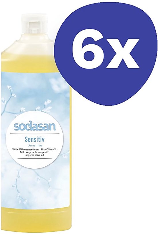 Sodasan Vloeibare Zeep Sensitive Navulverpakking (6x 1L) | bol