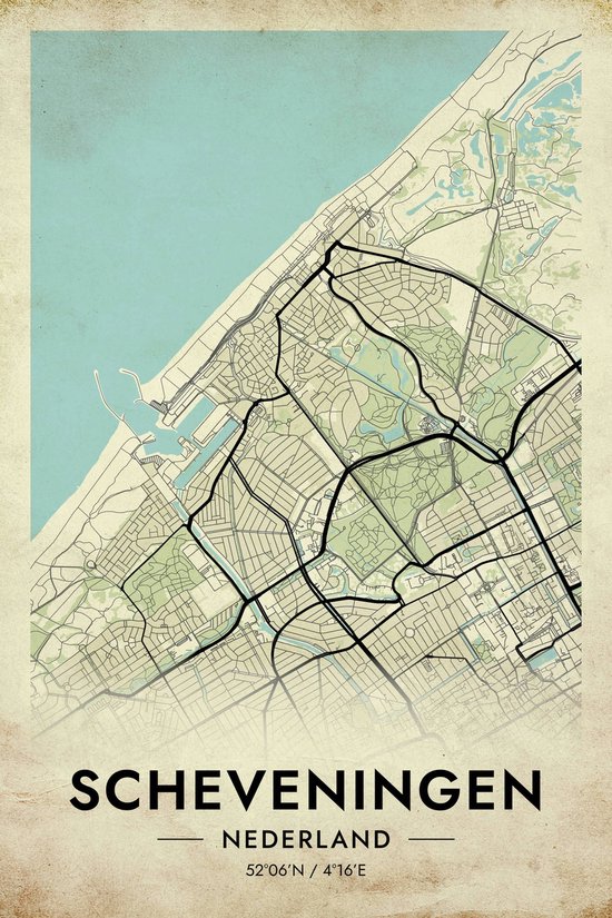 Scheveningen Poster Vintage | Scheveningen Map | Kaart van Scheveningen ...
