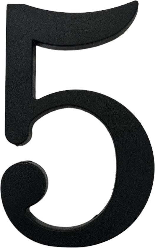 Huisnummer Zwart Nummer 5 - Groot 17,5 cm XL - Mat Zwart - Kunststof | bol