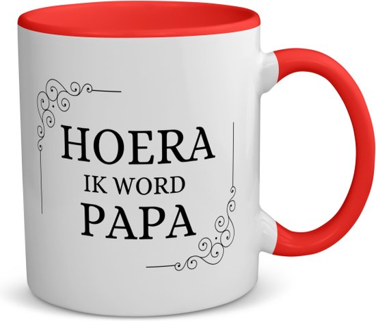 Akyol - hoera ik word papa koffiemok - theemok - rood - Vader - iemand ...