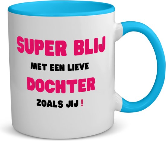 Akyol - super blij met een lieve dochter zoals jij koffiemok - theemok - blauw -... | bol