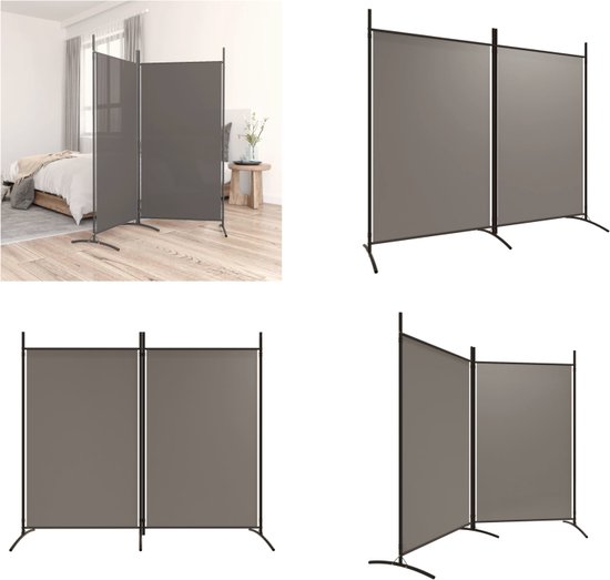 vidaXL Kamerscherm met 2 panelen 175x180 cm stof antracietkleurig ...
