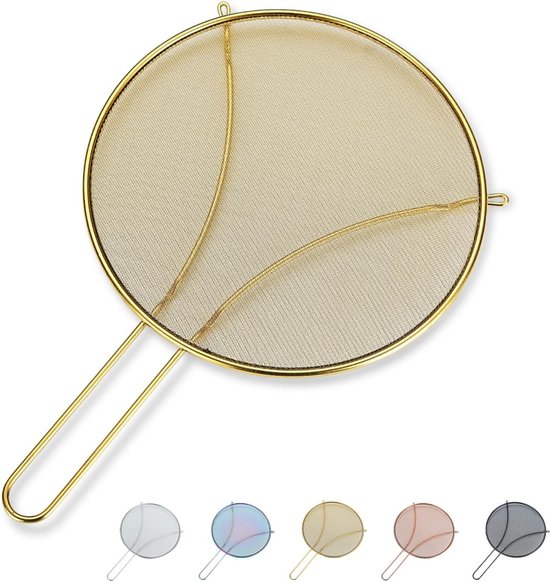 25 cm gouden spatbescherming voor koken, roestvrij staal fijn gaas voor ...