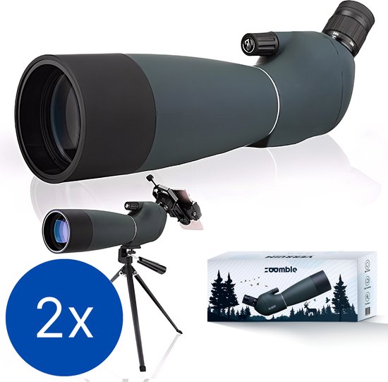 Zoomble® DUO PACK Spotting Scope met Ebook - 25-75x70 - Met Draagtas ...