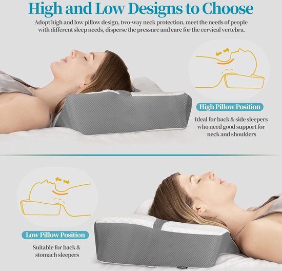 Memory Foam Kussen Orthopedisch Hoofdkussen Ergonomisch Traagschuim Neksteunkussen ter... | bol