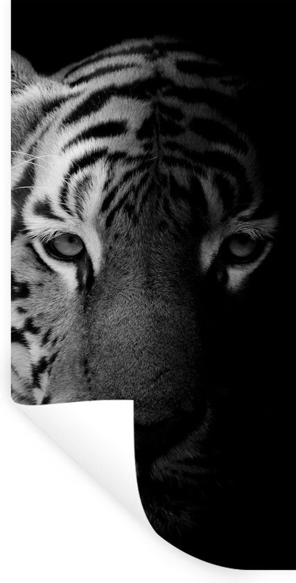 Muurstickers - Sticker Folie - Tijger - Dieren - Wild - Zwart - Wit - 20x40 cm -... | bol