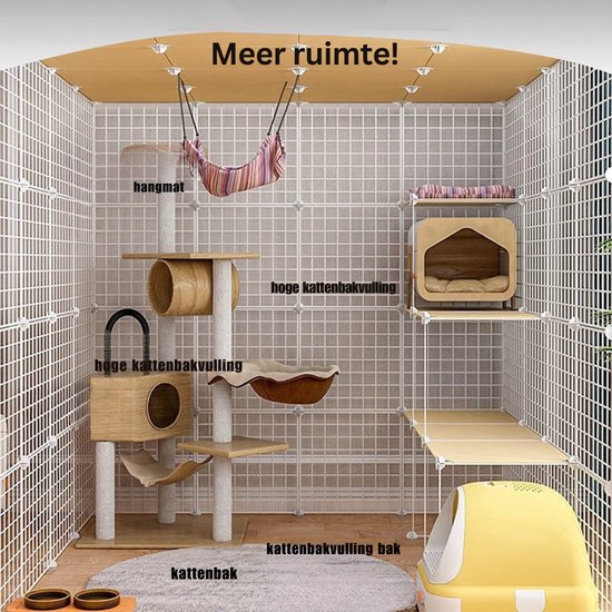 Kattenren Buiten en Binnen - Kattenbench Dierenverblijf XXL - Dierenren ...
