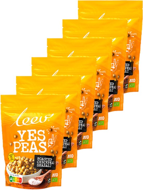 Leev Yes Peas - Biologische hartige snack met zeezout - 6 x 90g | bol