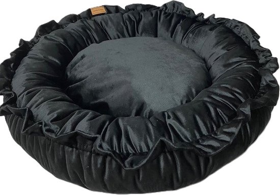 Lovely & Easy - hondenmandje Lilly - Zwart - luxe hondenmand - ruche ...