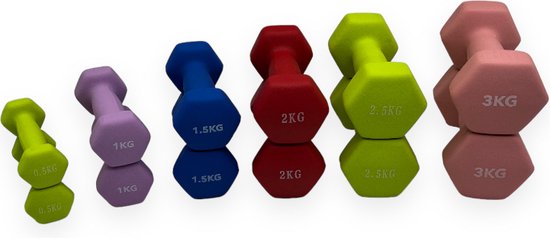 Padisport - Dumbell Neopreen Set- 0,5 T/m 3 - Gewichten Set Halters ...
