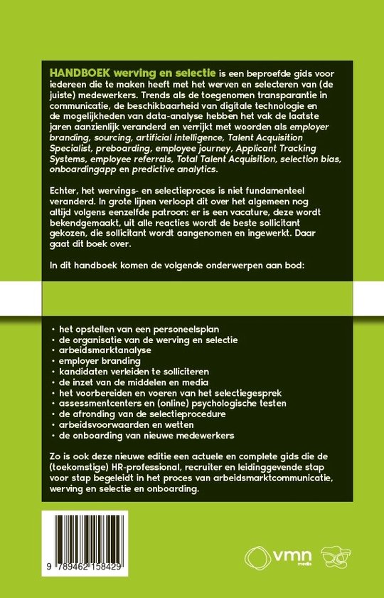 Handboek werving en selectie | 9789462158429 | Jacco van den Berg | Boeken | bol