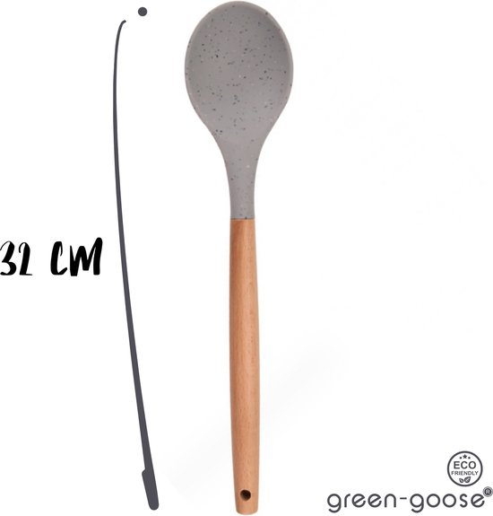 Opscheplepel Siliconen | Lepel Handvat Hout met Ophangoog | bol