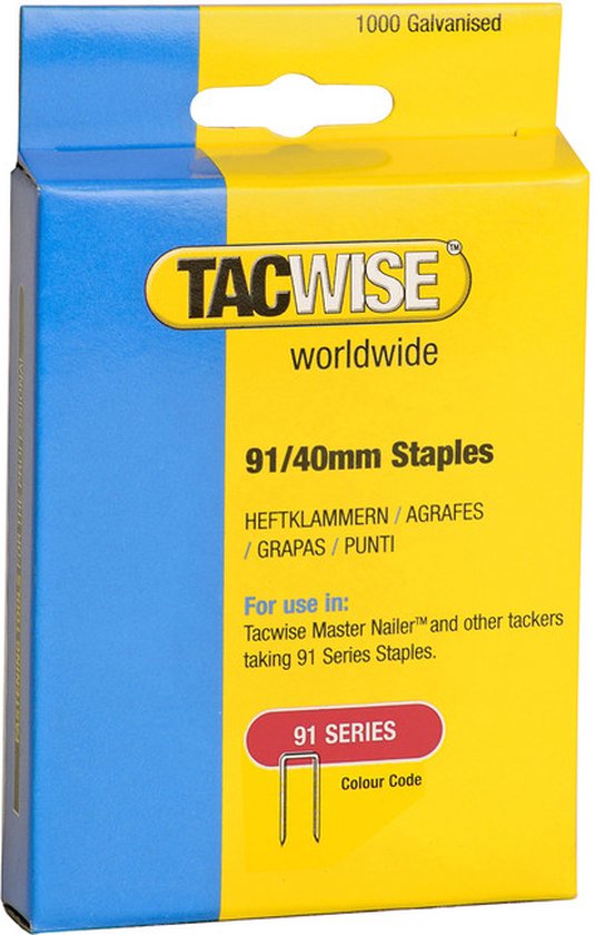 Tacwise nieten voor tacker - Type 91 - 40 mm - Gegalvaniseerd - 1000 ...