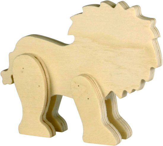 Leeuw - Hout 3D Staand - Hobby & DIY - Duurzaam & Onbehandeld Hout ...