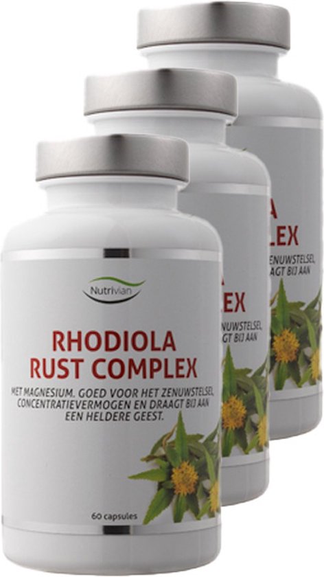 Nutrivian | Rhodiola Rust Complex | 60 Capsules | 3 stuks | 3 x 60 ...