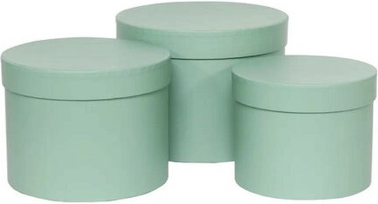 Ronde dozen set - Pastel groen - 3 dozen - Hoedendozen - Karton | bol