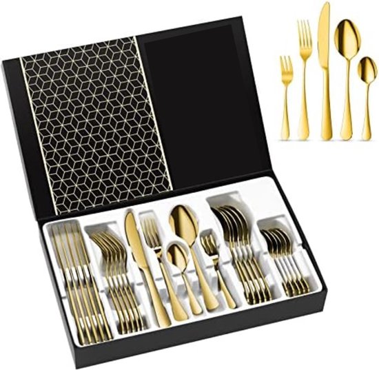 Velox Bestekset 6 Persoons - Bestek Set - Bestekset Goud - Goud | bol
