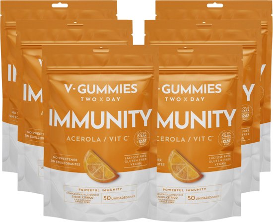 V-GUMMIES IMMUNITY ACEROLA / VIT C - Vitamine Gummie - 6 x 50 Stuks - Voordeelverpakking | bol