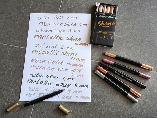 Decotime - 6x metallic twin calligraphy markers shine - kalligrafie ...