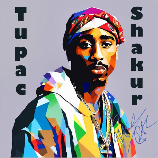 tupac shakur poster met gedrukte handtekening | tupac shakur rap hiphop ...