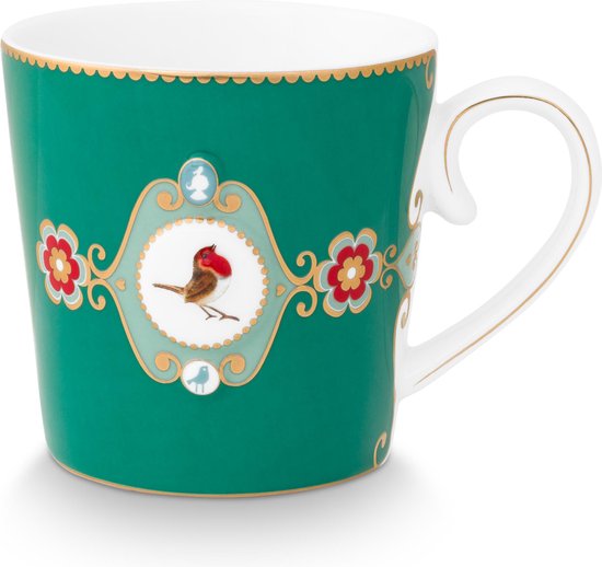 Pip Studio Love Birds Groen - mok - 250ml - emerald green mokje - porselein -... | bol