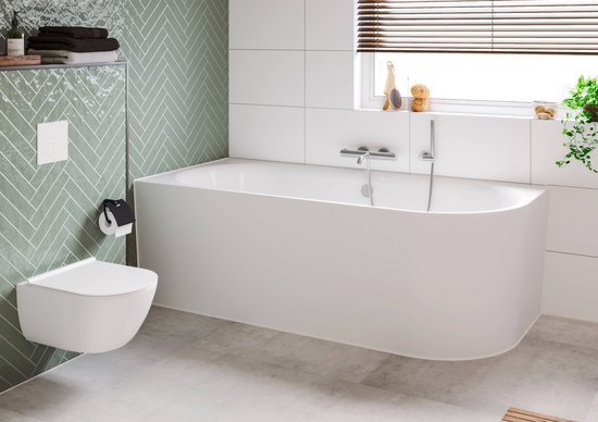 Ben Vico Half Vrijstaand Bad - 2-Ligzijdes - met Hoek Links - 155x80 cm ...