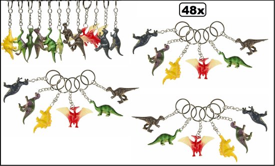 48x Sleutelhanger Dinosaurus - Dino verjaardag uitdeel thema feest ...