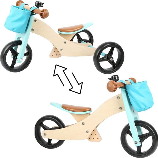 Houten 2 in 1 loopfiets - Verstelbaar zadel - Loopfiets 1 jaar ...