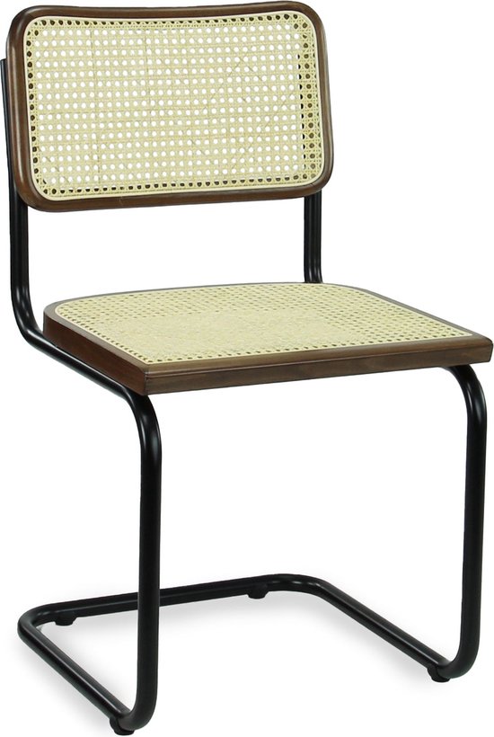 Workliving Bas Eetkamerstoel - Rotan Design Walnoot / Zwart | bol