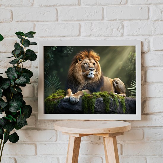 Jungle Lion Art Print 40x50cm | Poster | bol