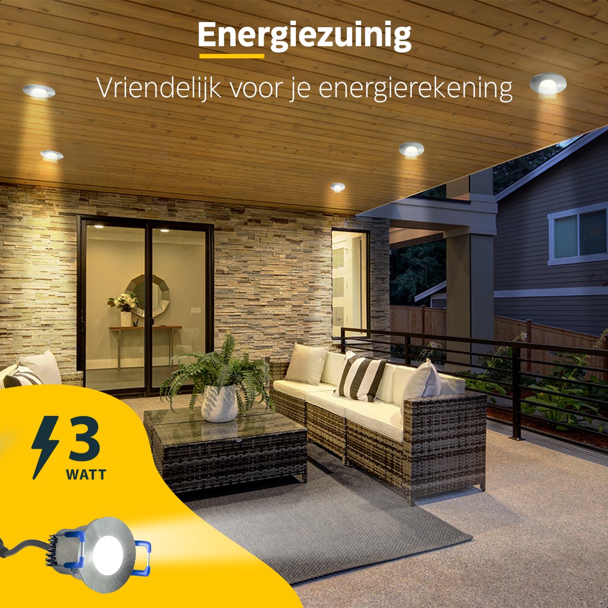 TrueLED Compact Chrome - Inbouw LED Spot Dimbaar voor Overkapping ...