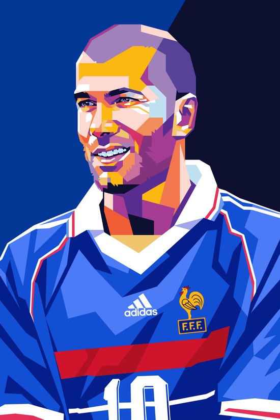 Zinedine Zidane Poster | Blauw | Zizou poster | Voetbalposter | Pop ...