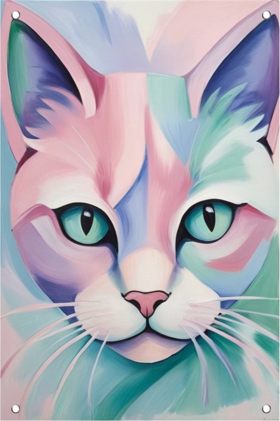 Kat tuinposter - Pastelkleuren posters - Tuinposter katten - Posters ...