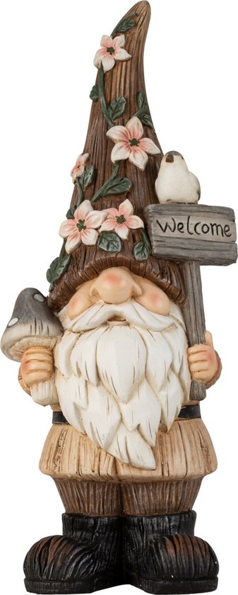 Kabouter/dwerg staand decoratie beeldje - met bordje 'welcome' - H60 ...