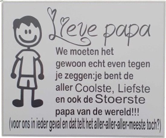Tekstbord - spreukenbord lieve papa stoer - lief - cool | bol
