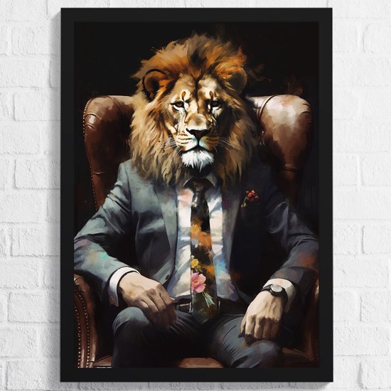 Lion Gangster Poster - Realistic Painting Poster - Half Man Half Leeuw ...
