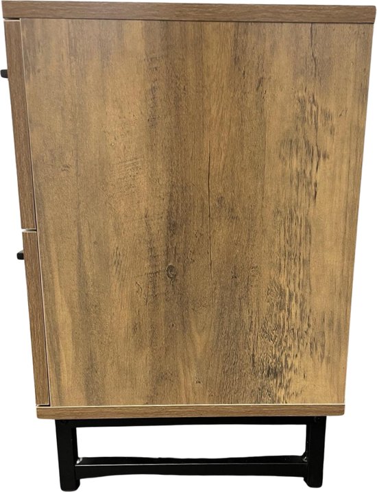 Nachtkastje Tuur- modern design - met 2 lades- zwart/eiken- black/oak ...