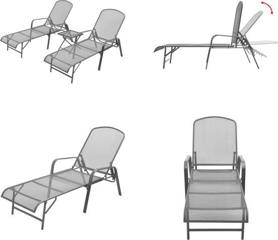 vidaXL Ligbedden 2 st met tafel staal antraciet - Ligbed - Ligbedden ...